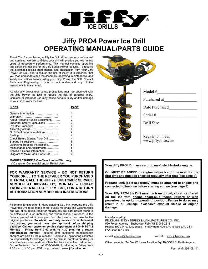 Jiffy Pro4 Lite Operating Manual/Parts Manual | Manualzz
