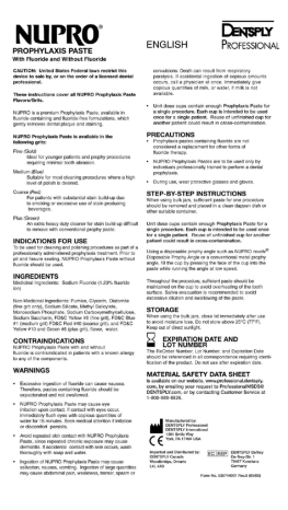 DENTSPLY NUPRO Prophylaxis Paste Instructions | Manualzz