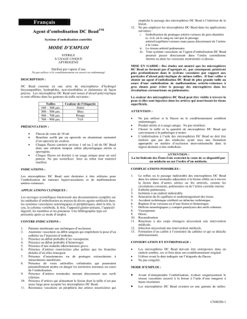 Agent d'embolisation DC Bead Mode d'emploi | Manualzz