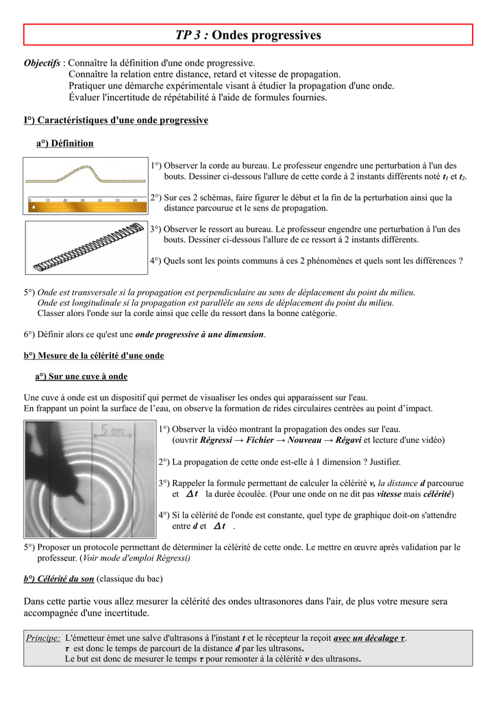 9 Caractéristiques des ondes Qu 'est-ce qu 'une onde progressive?