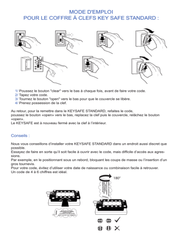 Coffre à clés KEY SAFE STANDARD - Mode d'emploi | Manualzz