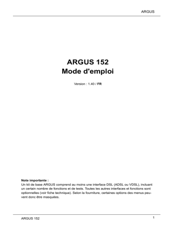 Mode d'emploi ARGUS 152 - Analyseur de ligne | Manualzz