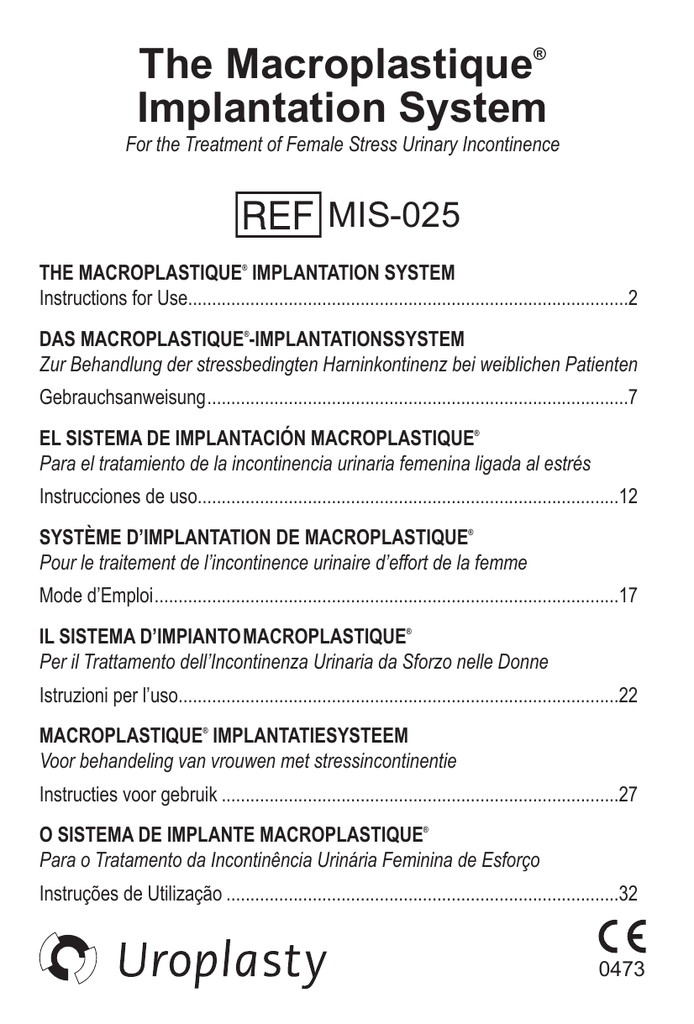 The Macroplastique® Implantation System | Manualzz