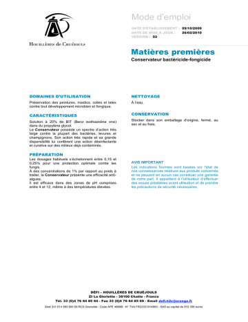 Mode d'emploi Conservateur | Manualzz