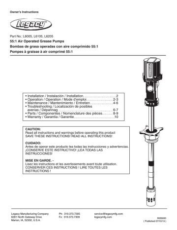 Legacy L6005 Owner's Instructions Manual | Manualzz