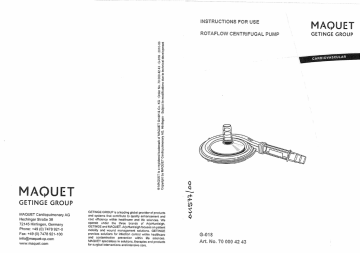 MAQUET ROTAFLOW RF-32 Centrifugal Pump Instructions for Use | Manualzz