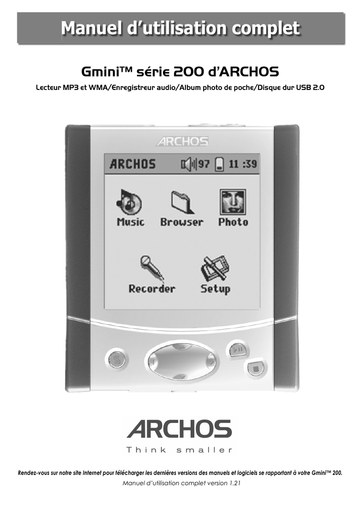 Enregistrer avec le baladeur Archos Gmini 120 - Anciens Et Réunions