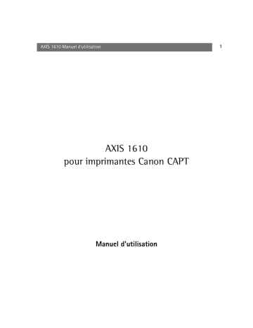 Serveur d'impression réseau AXIS 1610 - Manuel d'utilisation | Manualzz