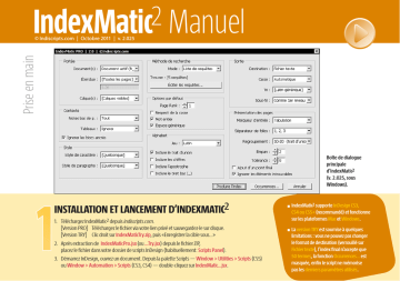 Manuel IndexMatic - Logiciel d'indexation | Manualzz