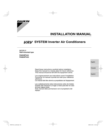 Daikin FAQ24PVJU Installation manual | Manualzz
