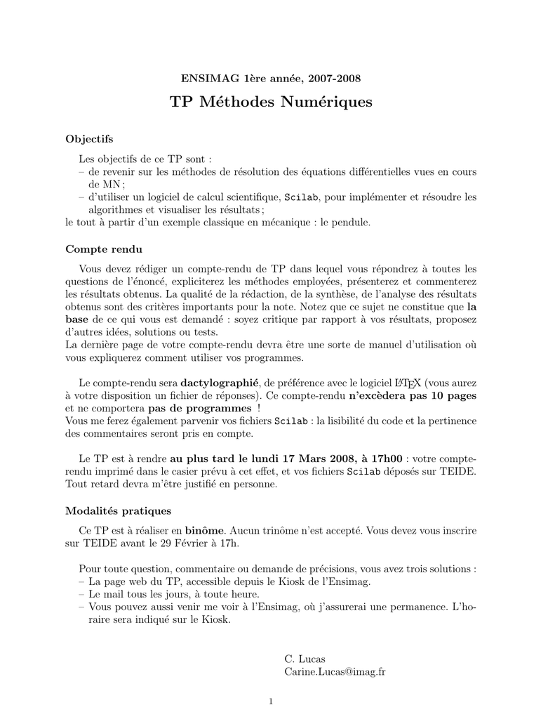 introduction pour tp pendule simple