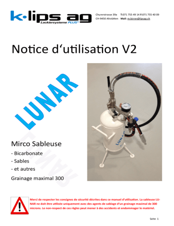 Sableuse LUNAR V2 - Notice d'utilisation | Manualzz