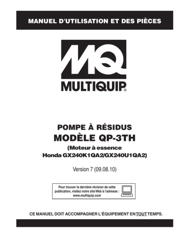 MQ Multiquip QP3TH Pompes a déchet Mode d'emploi | Manualzz