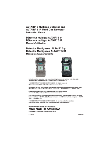 MSA altair 5 Instruction manual | Manualzz
