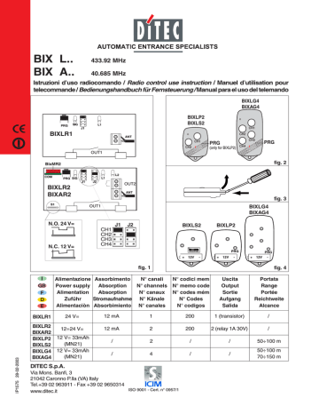 DITEC BIX L Series Use Instruction | Manualzz