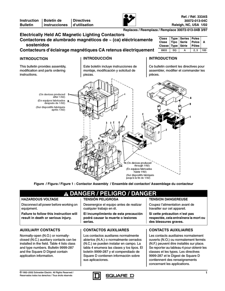 Square D 8903 Type S Lighting Contactor Wiring Diagram | Shelly Lighting
