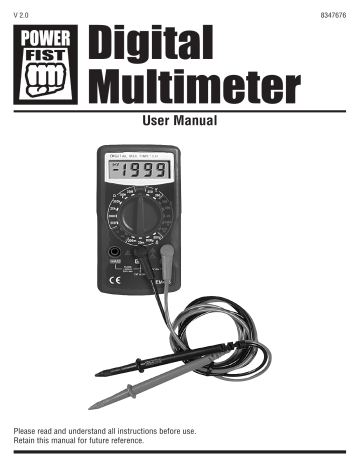 Power Fist 8347676 Digital Multimeter Owner's Manual | Manualzz