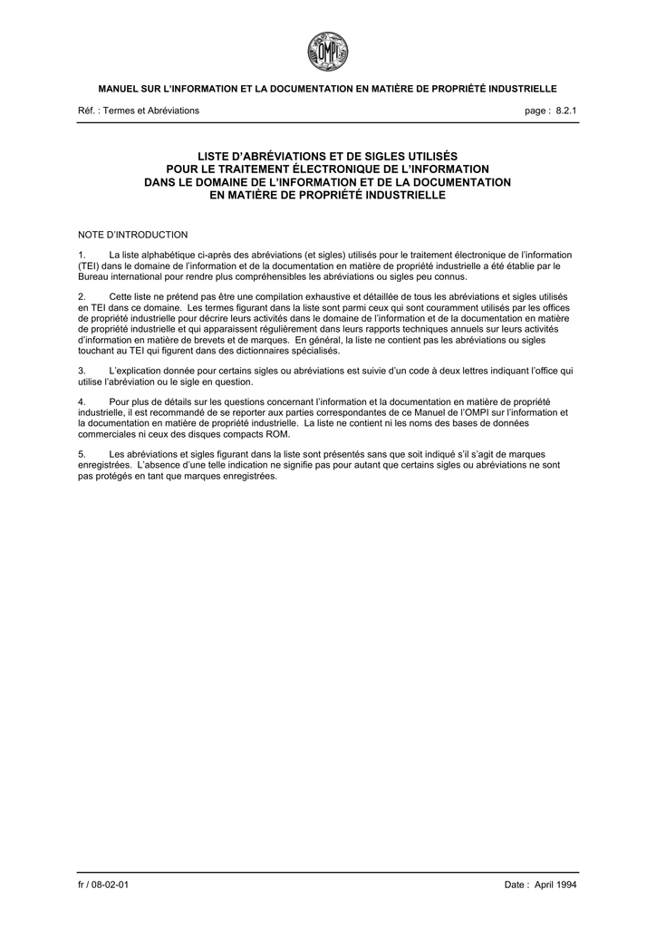 siGLes et aBReViatiOns utiLisés siGLes et aBReViatiOns utiLisés