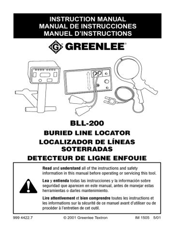 Buried Line Locator BLL 200 Instruction Manual | Manualzz