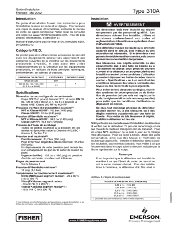 Fisher 310A Guide d'installation | Manualzz