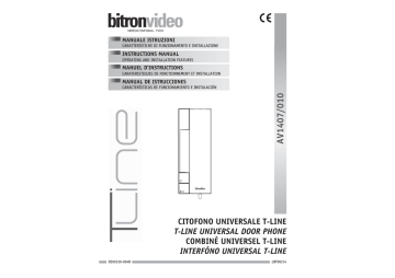 Bitron Video T-LINE AV1407/010 Instructions Manual | Manualzz