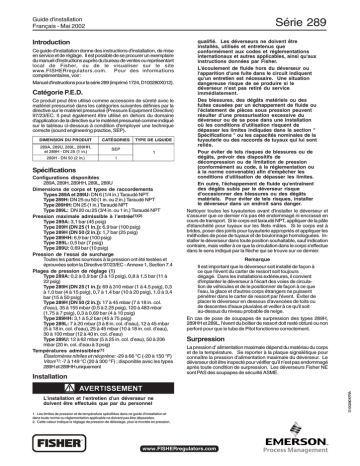 Fisher 289A, 289H, 289HH, 289L, 289U Guide d'installation | Manualzz