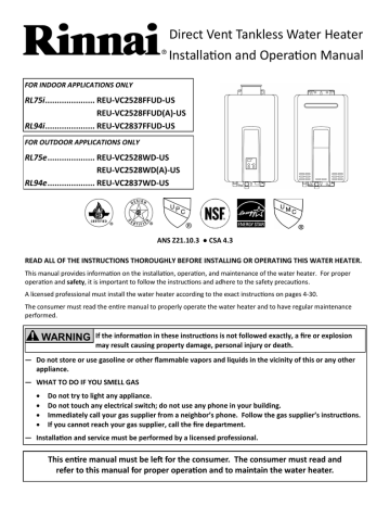 Rinnai Circ-Logic RL94e, Circ-Logic RL94i, Circ-Logic RL75e, Circ-Logic ...