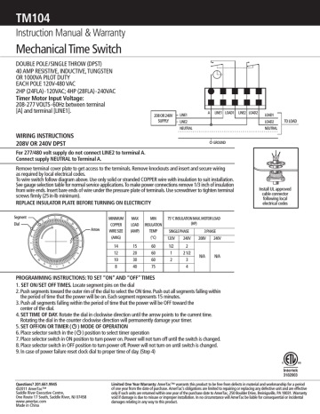Westek TM104R Instruction Manual & Warranty | Manualzz