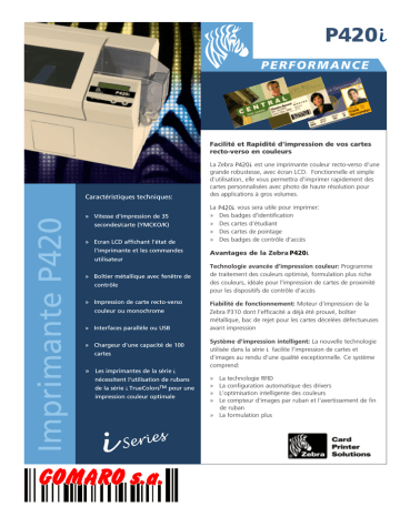 Zebra P420 Fiche technique | Manualzz