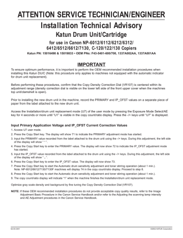 Installation Technical Advisory | Manualzz