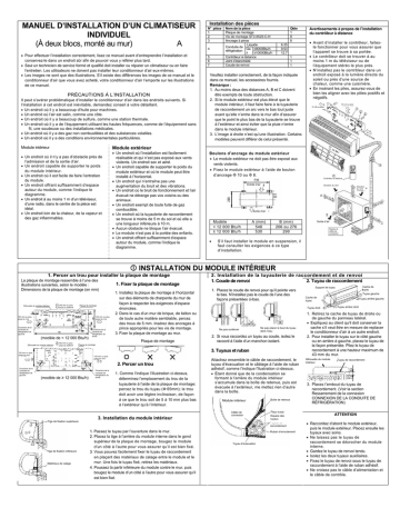 MANUEL D`INSTALLATION D`UN CLIMATISEUR | Manualzz