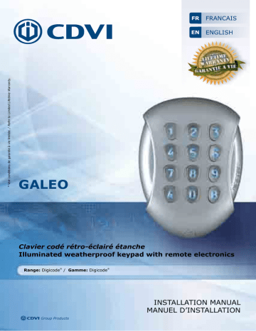 CDVI GALEO Installation manual | Manualzz