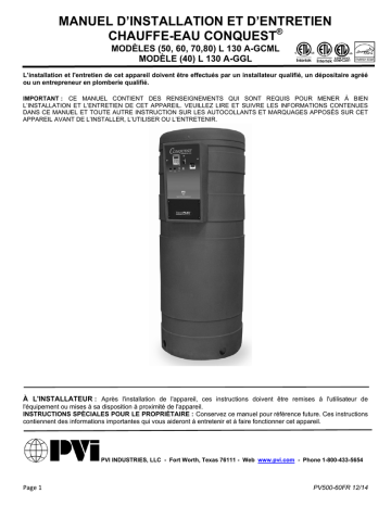 PVI Conquest 130 Guide d'installation | Manualzz