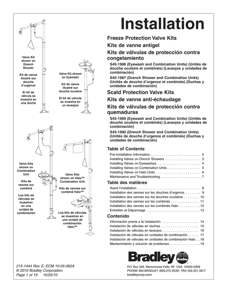 Bradley S45-1986 Installation manual | Manualzz