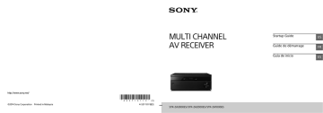 Sony AV Receiver STR-ZA3000ES, STR-ZA2000ES, STR-ZA1000ES Startup Guide ...