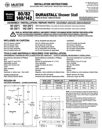 Mustee 140 Durastall White Fiberglass/Plastic Composite Wall and ...