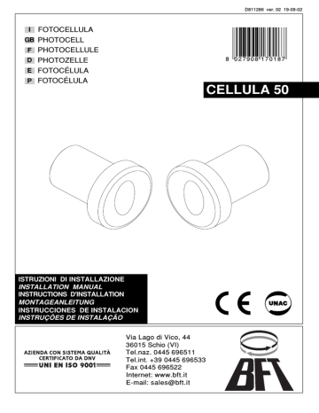 BFT Cellula 50 Installation manual | Manualzz