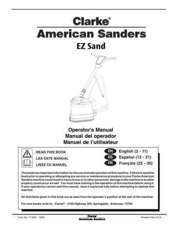Clarke Floor Sander EZ Sand Operator's Manual | Manualzz