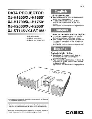 Casio XJ-H2600, XJ-H2650 Projector Mode d'emploi | Manualzz