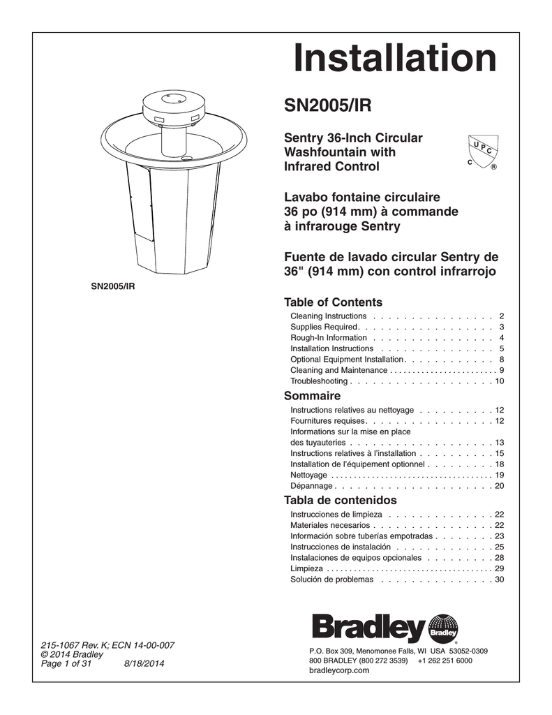 Bradley SN2005/IR Installation manual | Manualzz