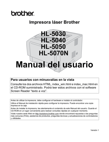 Brother HL-5040 Monochrome Laser Printer User's Guide | Manualzz
