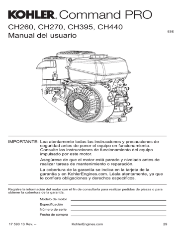 Kohler Command PRO CH440 Manual de usuario | Manualzz