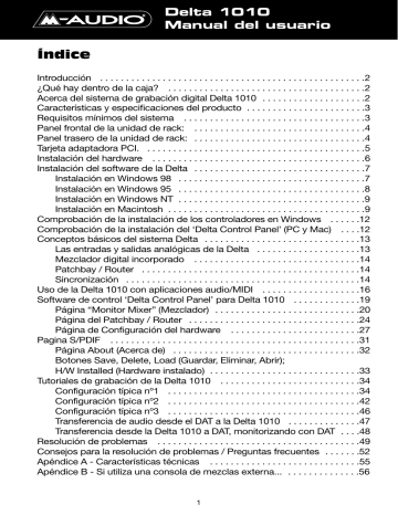 M-Audio Delta 1010 Guía del usuario | Manualzz