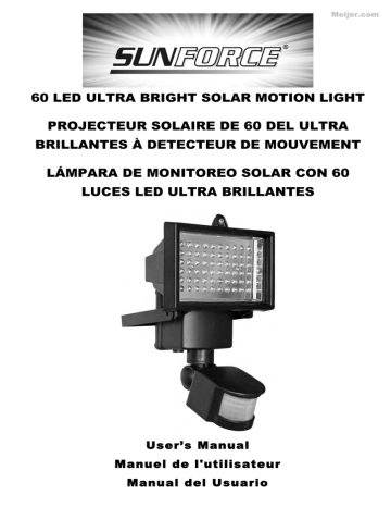 Sunforce 60 LED ULTRA BRIGHT SOLAR MOTION LIGHT User manual | Manualzz