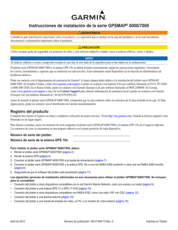 Garmin GPSMAP 6012 Installation Manual | Manualzz