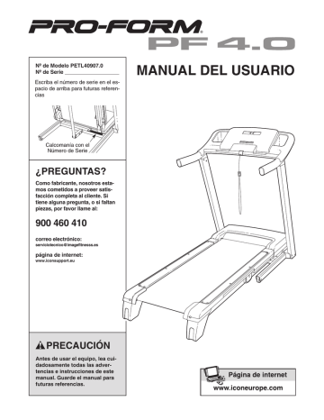 ProForm 4.0 TREADMILL El manual del propietario | Manualzz