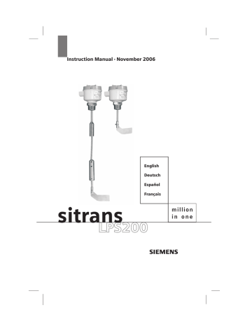 Siemens SITRANS LPS200 Level Switch Instruction Manual | Manualzz
