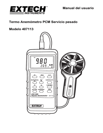 Extech Instruments 407113 Heavy Duty CFM Metal Vane Anemometer Manual ...