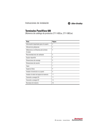 Rockwell Automation Allen-Bradley PanelView 600 Guía de instalación ...