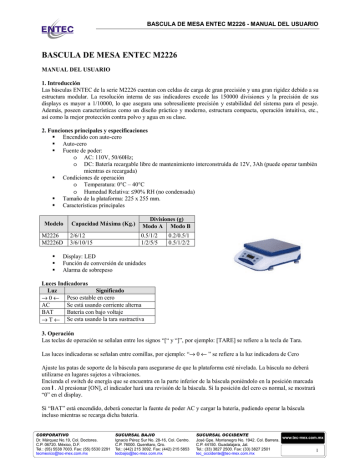 Entec M2226 Serie Manual de usuario | Manualzz